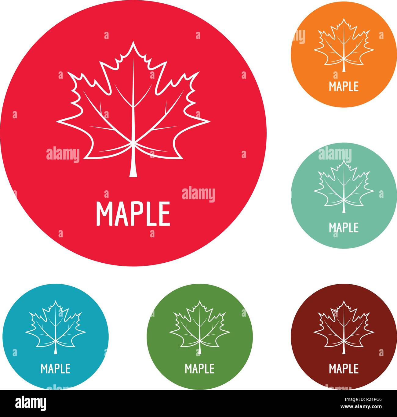 Maple leaf icons circle set vector isolated on white background Stock ...