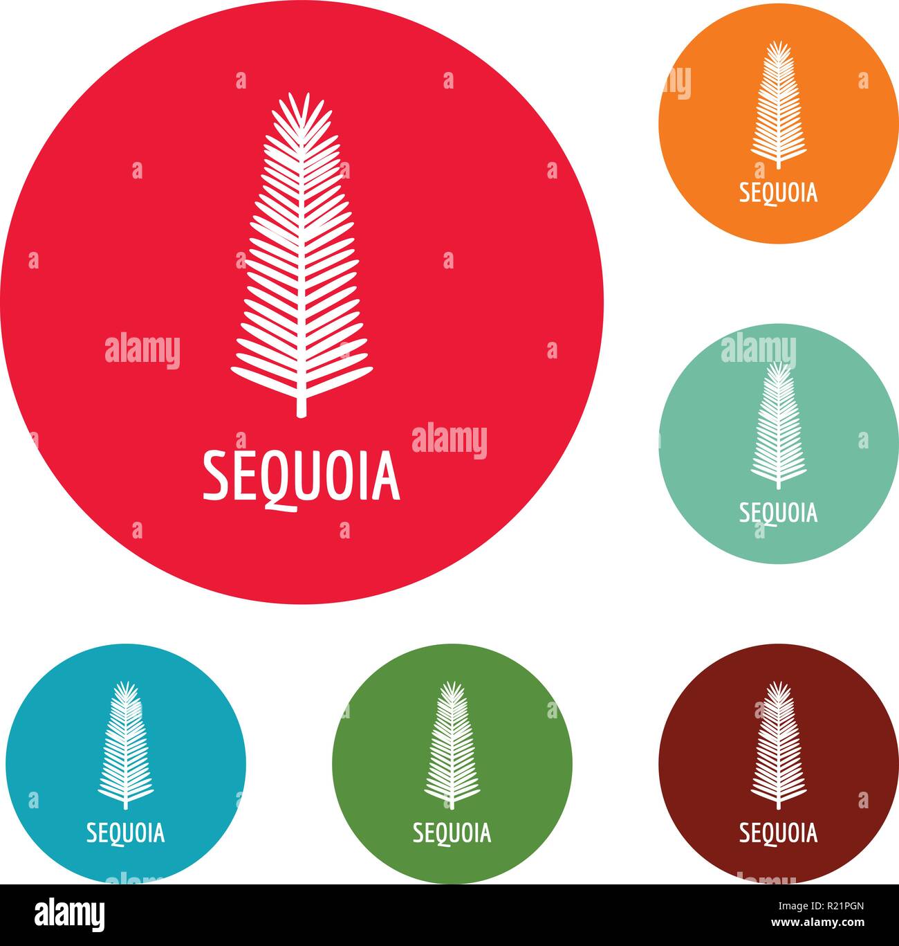 Sequoia leaf icons circle set vector isolated on white background Stock ...