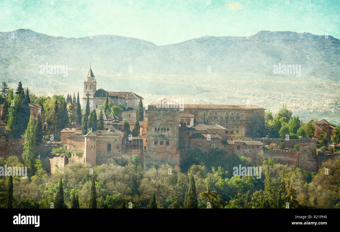 View of the Alhambra from the Albayzin of Granada, Andalusia, Spain ...