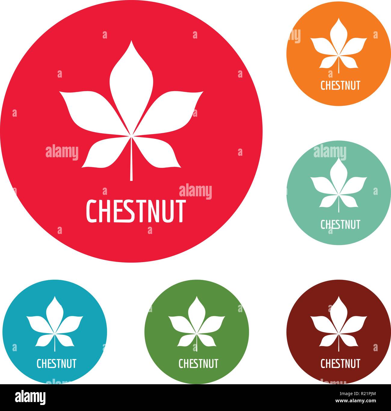 Chestnut leaf icons circle set vector isolated on white background ...