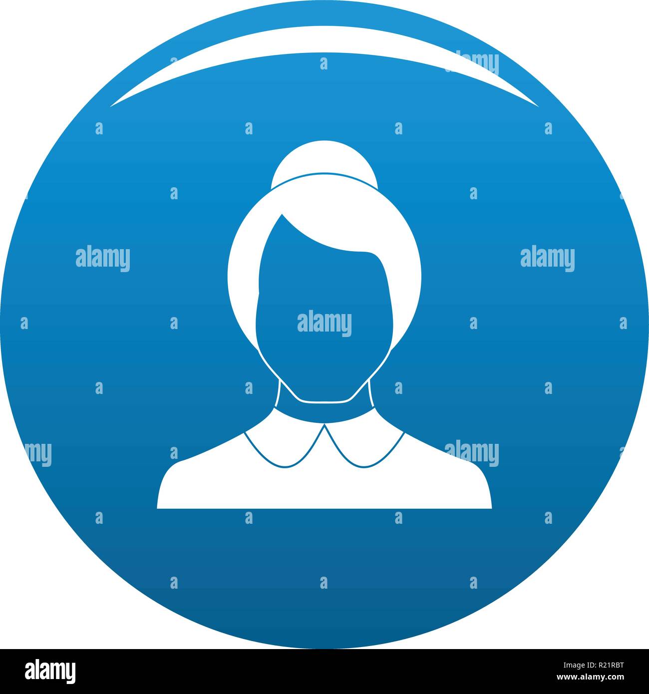 Female user icon vector blue circle isolated on white background Stock ...