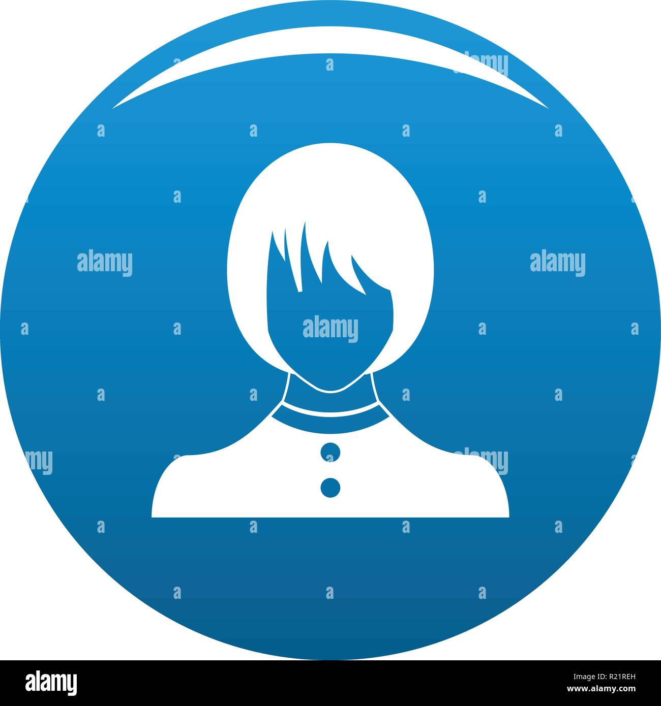 Girl user icon vector blue circle isolated on white background Stock ...