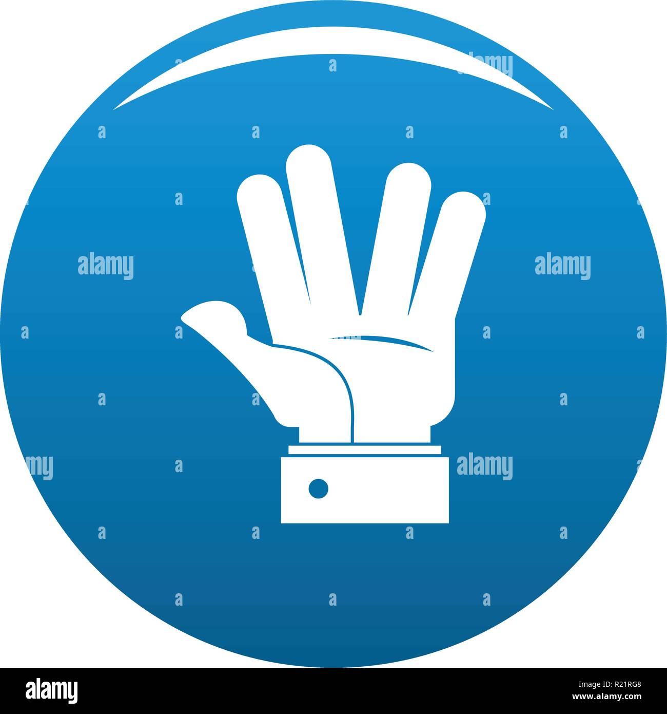 Hand hello icon vector blue circle isolated on white background Stock ...