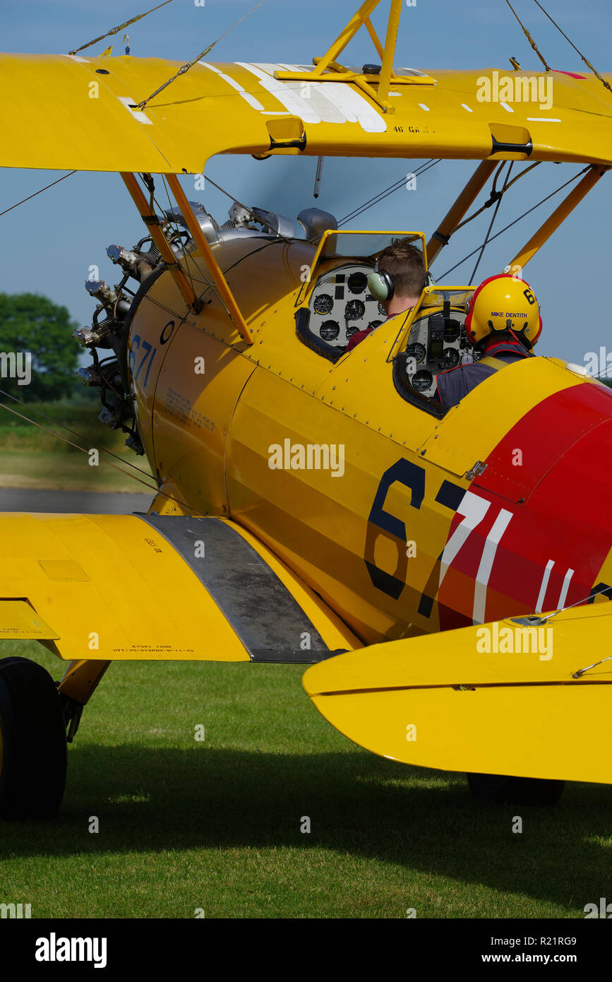 Stearman Biplane Airplane Yellow High Resolution Stock Photography and ...