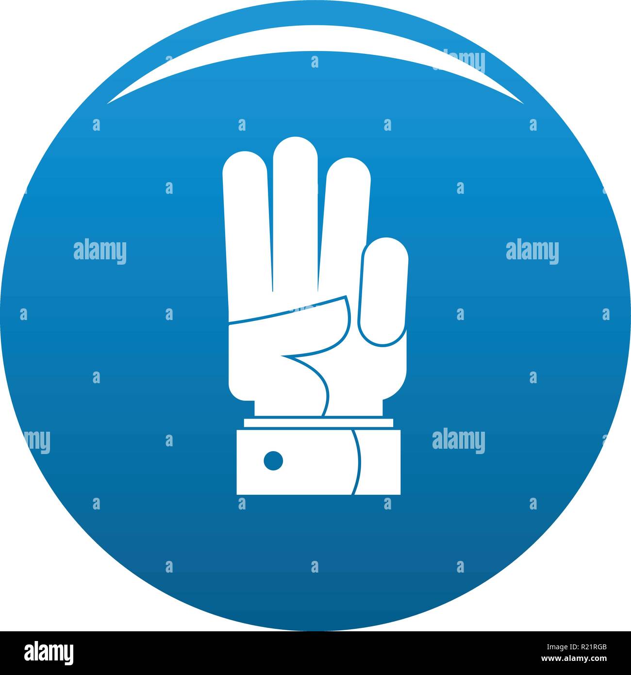 Hand three icon vector blue circle isolated on white background Stock ...