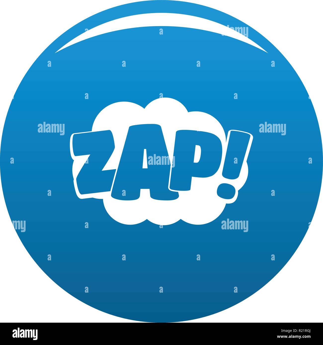 Comic boom zap icon vector blue circle isolated on white background ...