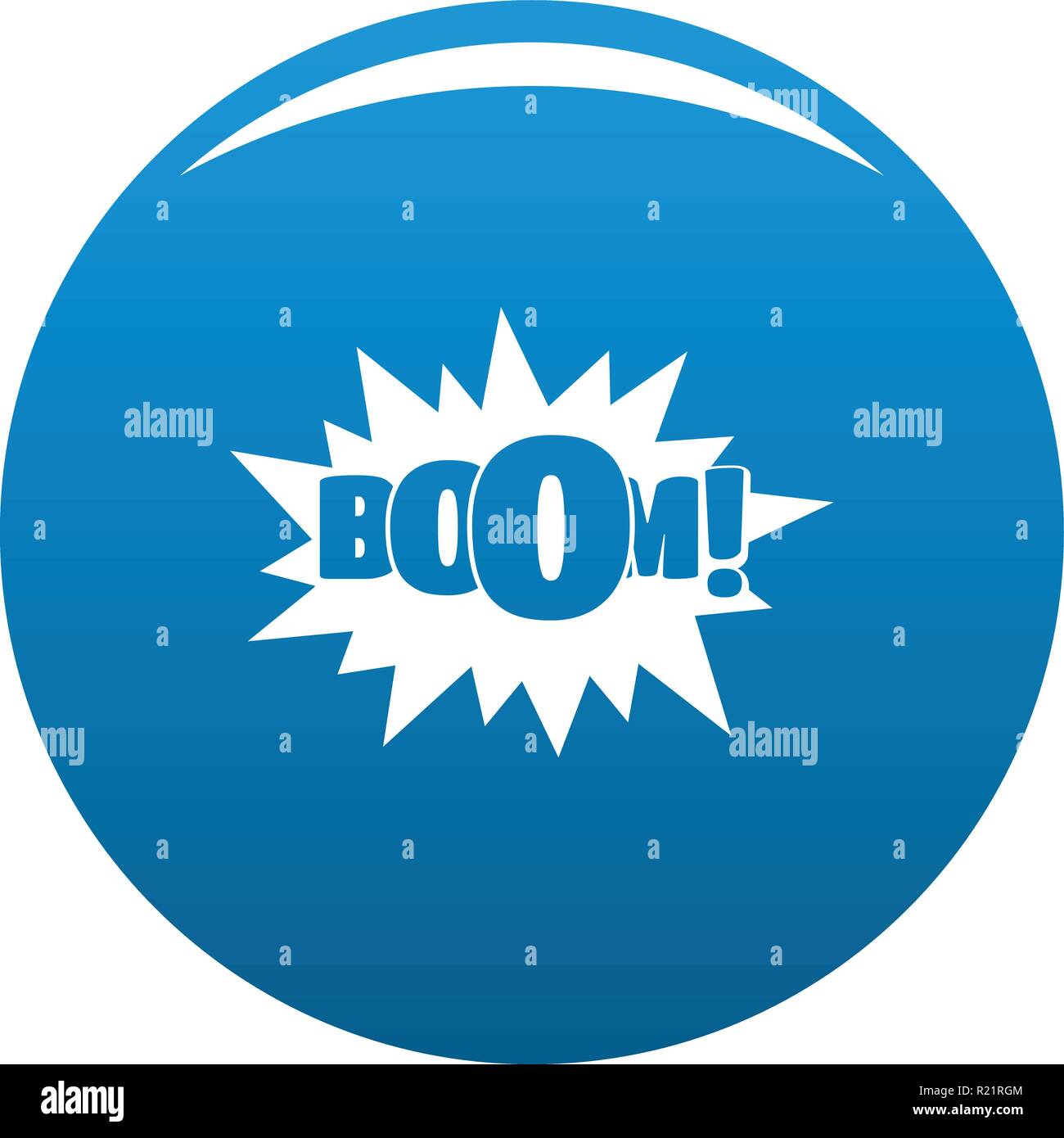 Comic boom big icon vector blue circle isolated on white background ...