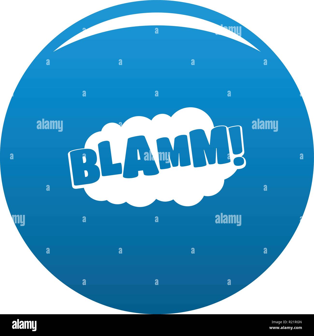 Comic boom blamm icon vector blue circle isolated on white background ...