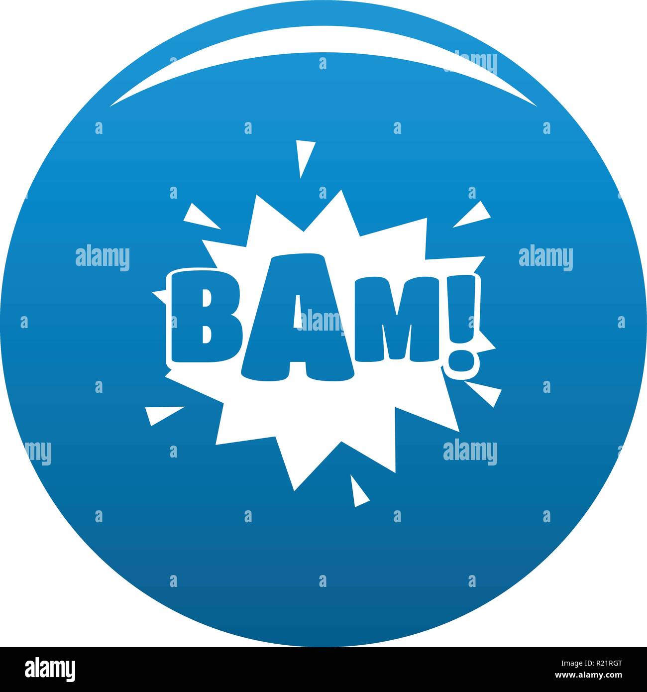 Comic boom bam icon vector blue circle isolated on white background ...