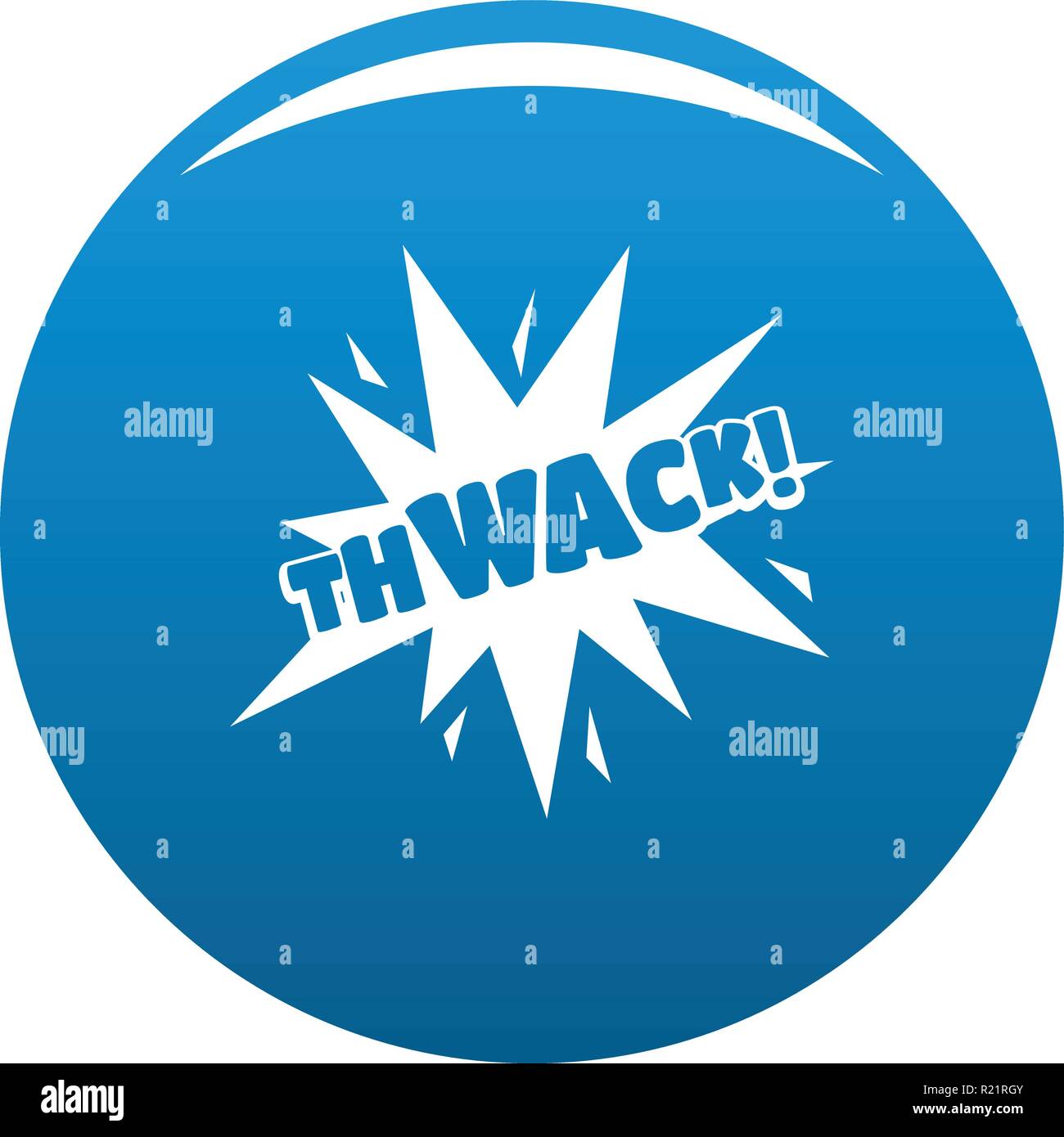 Comic boom thwack icon vector blue circle isolated on white background ...