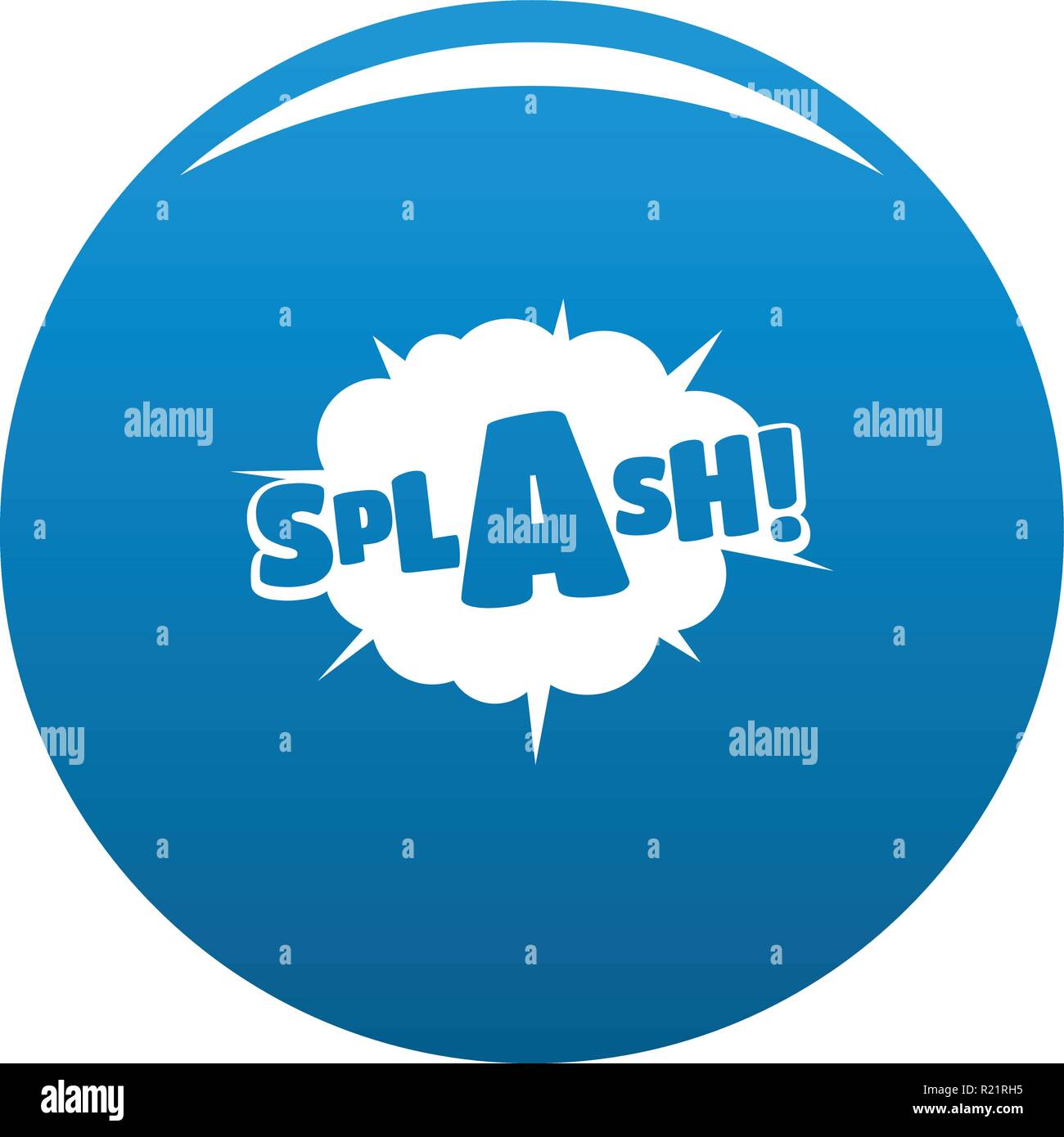 Comic boom splash icon vector blue circle isolated on white background ...