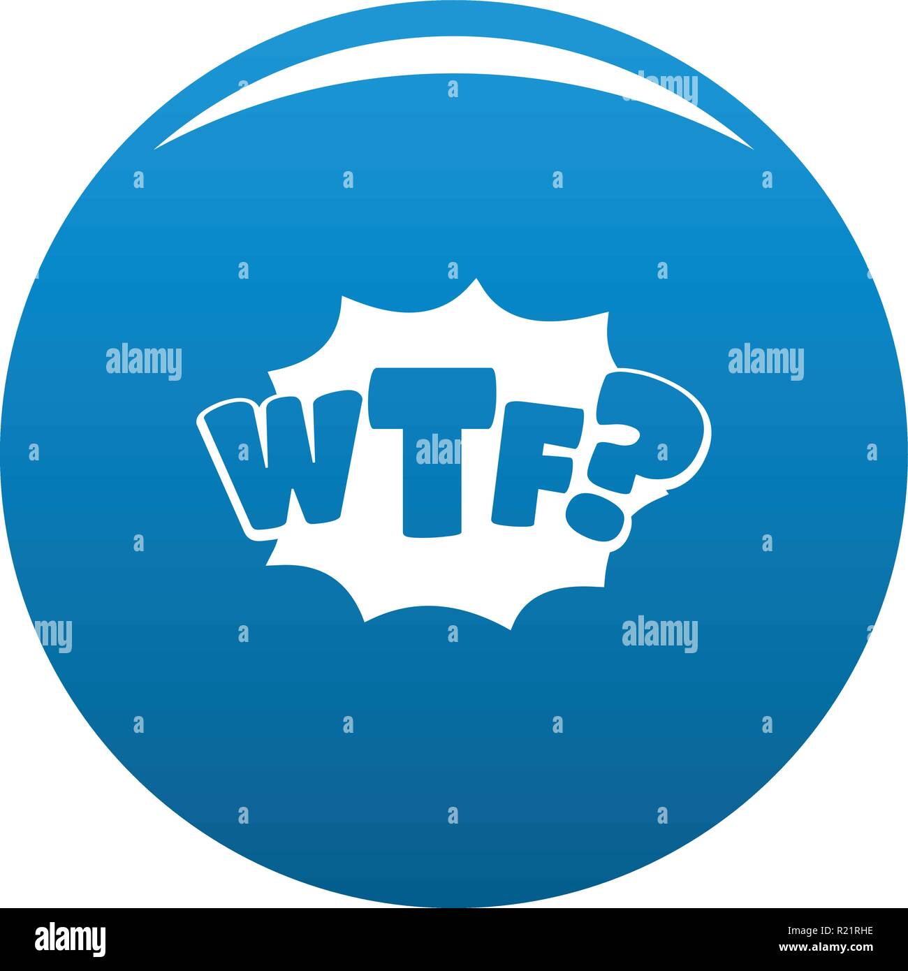 Comic boom wtf icon vector blue circle isolated on white background ...