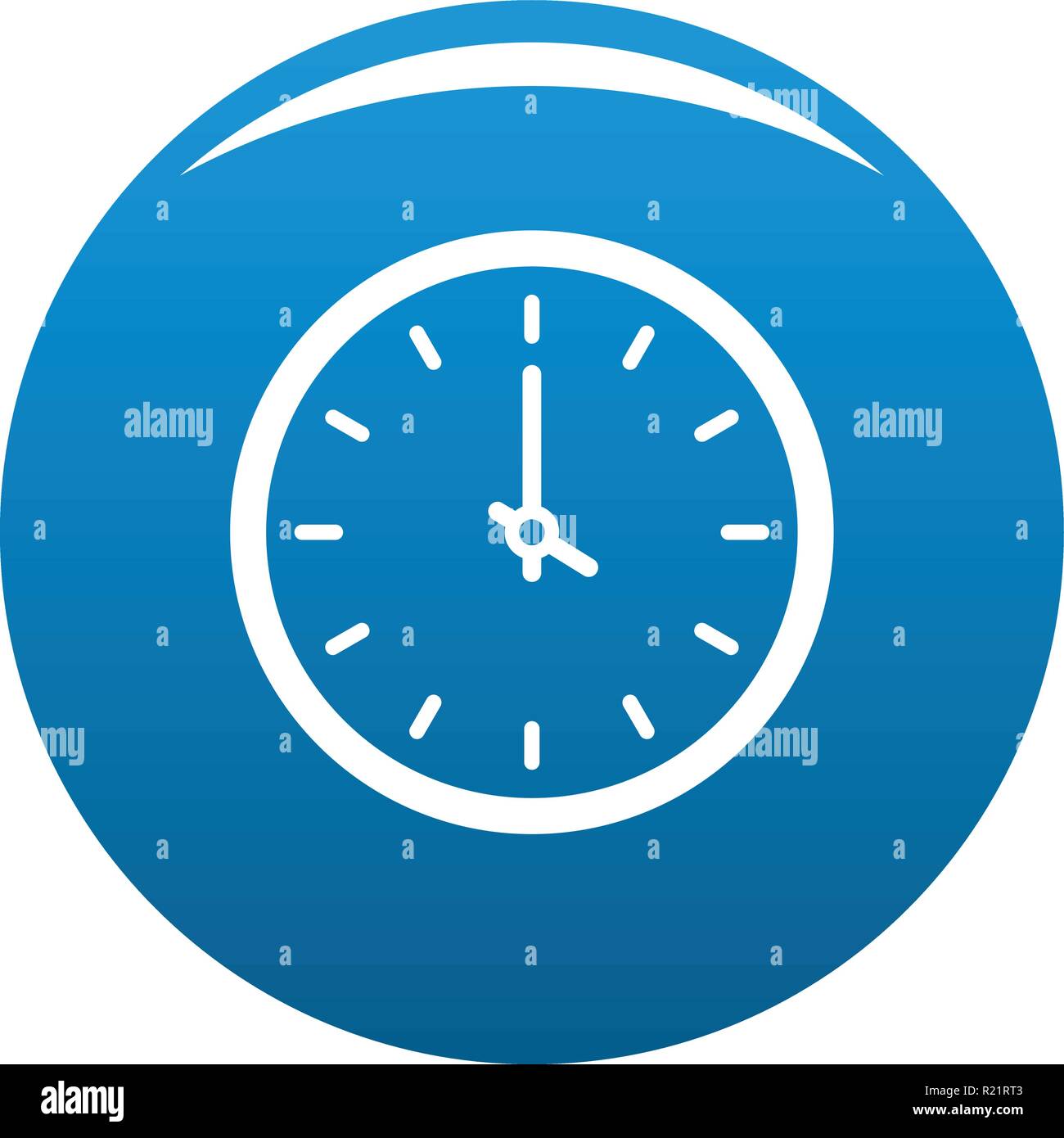 Clock time icon vector blue circle isolated on white background Stock ...