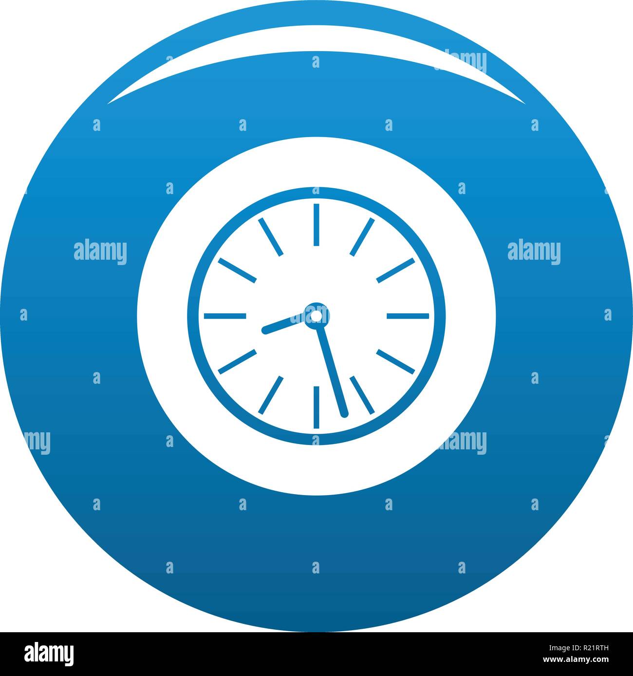 Clock business icon vector blue circle isolated on white background ...