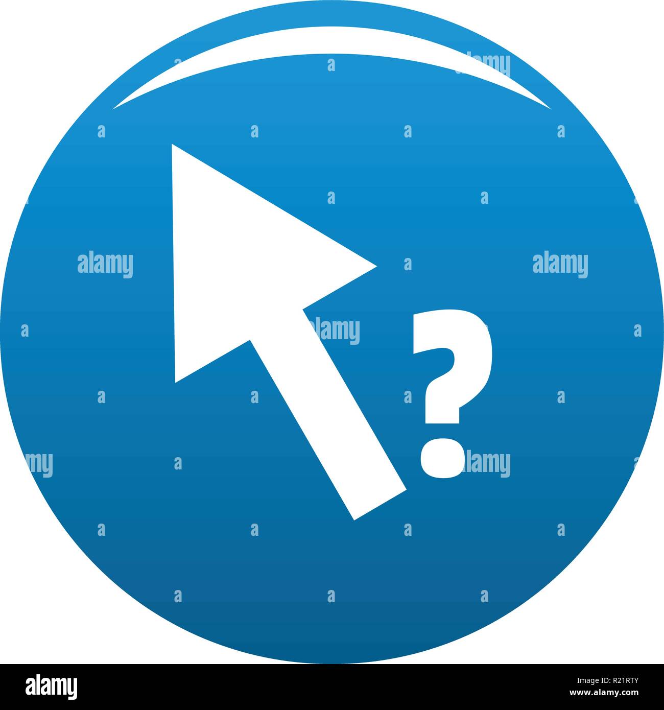 Cursor question icon vector blue circle isolated on white background ...