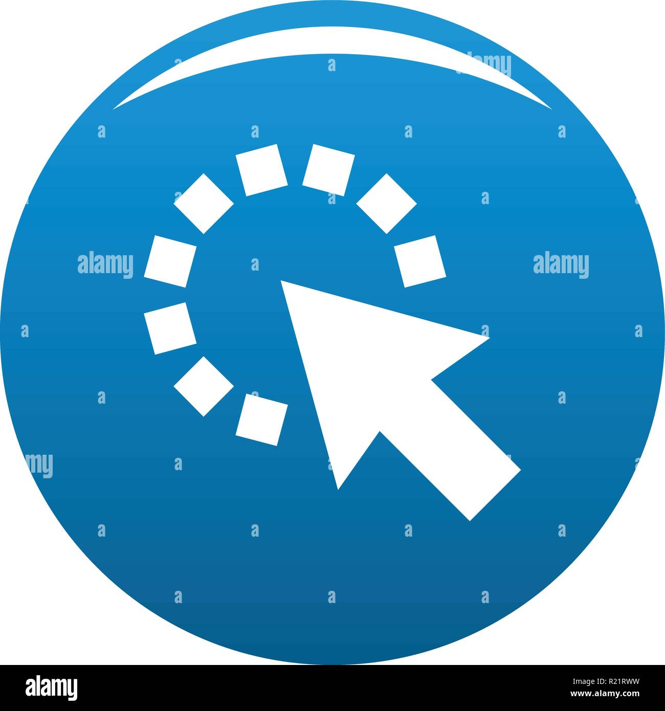 Cursor pixel icon vector blue circle isolated on white background Stock ...