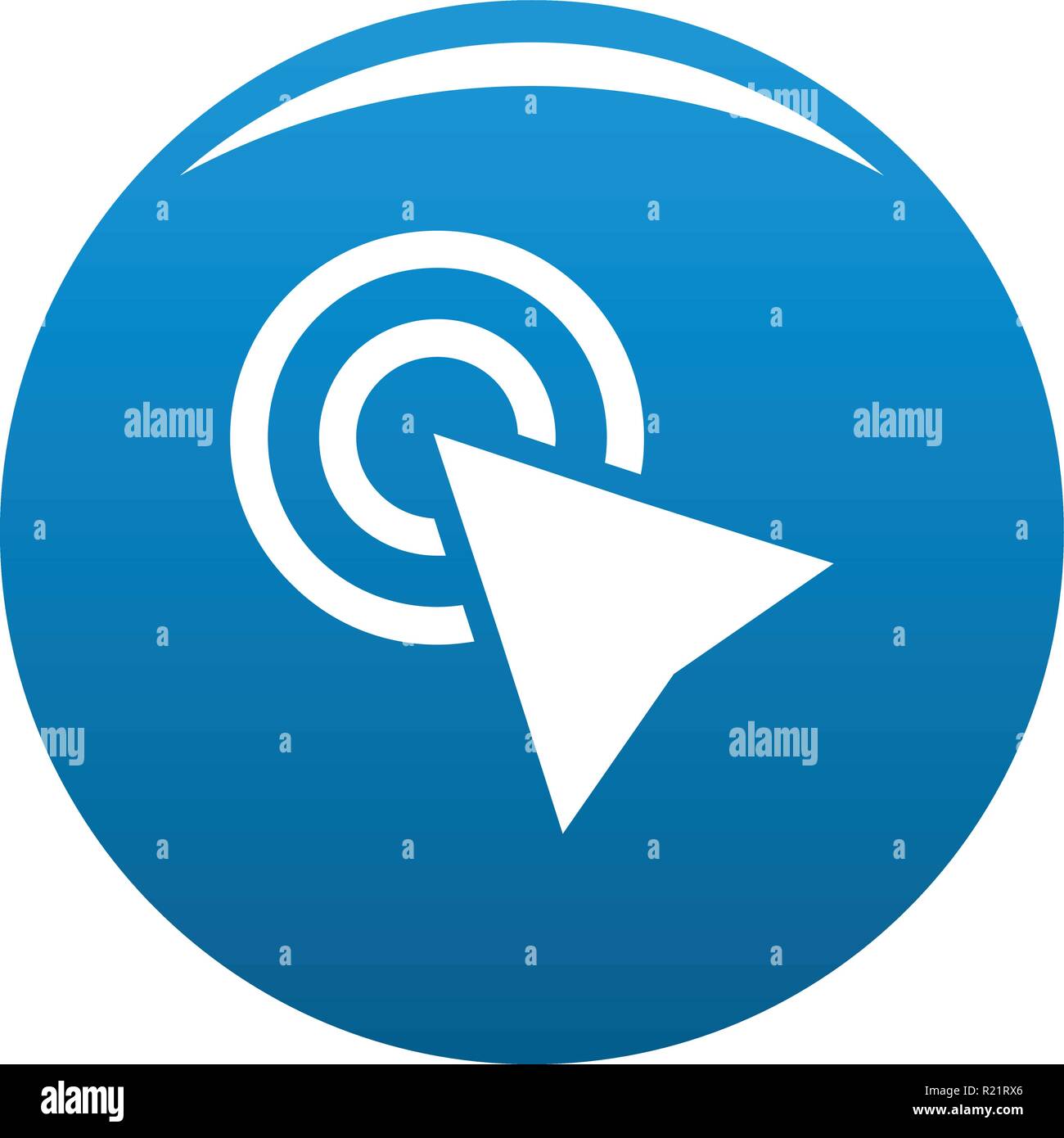 Cursor click element icon vector blue circle isolated on white ...