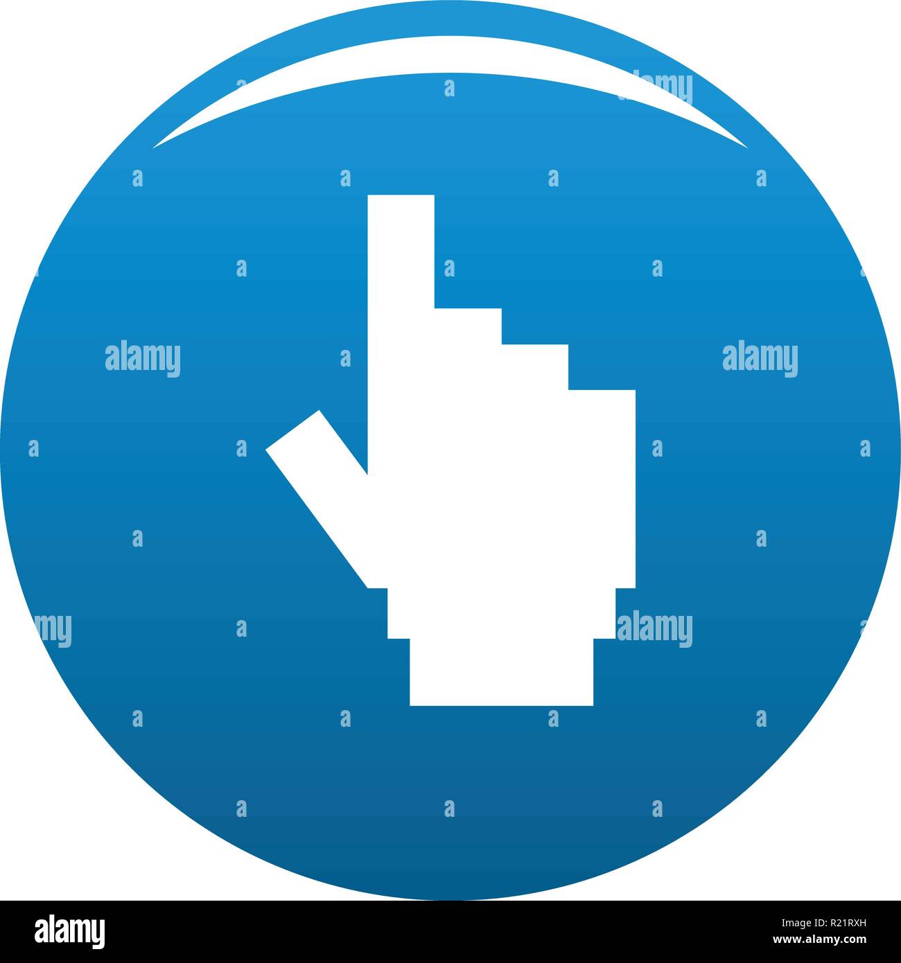hand cursor pixel icon vector blue circle isolated on white background ...