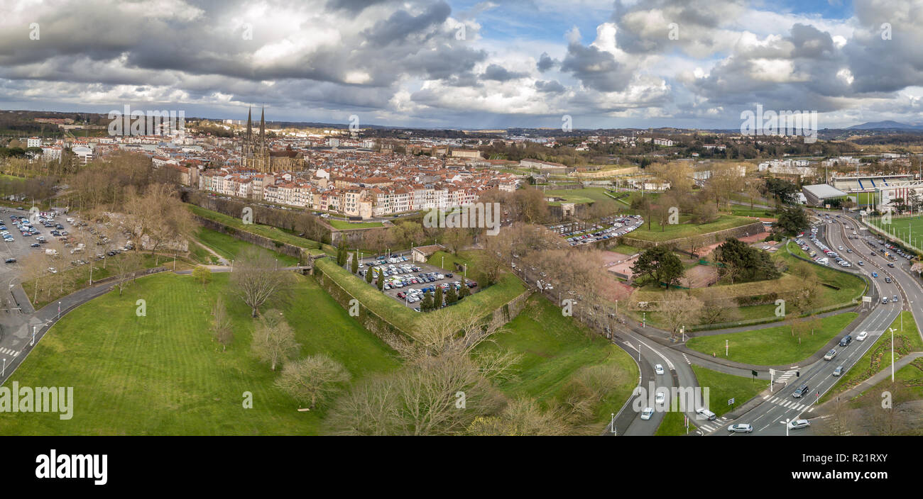 Aerial panorama of Bayonne France in Basque Country with a Gothic ...
