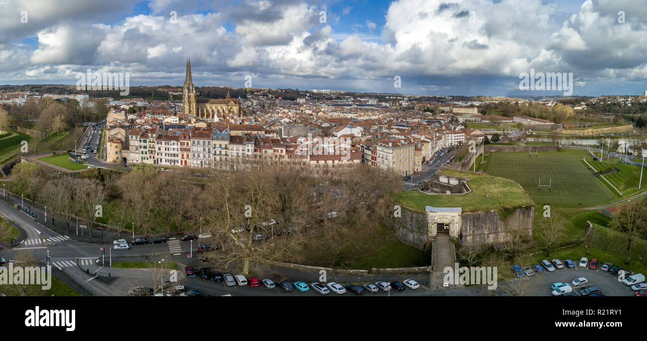Aerial panorama of Bayonne France in Basque Country with a Gothic ...