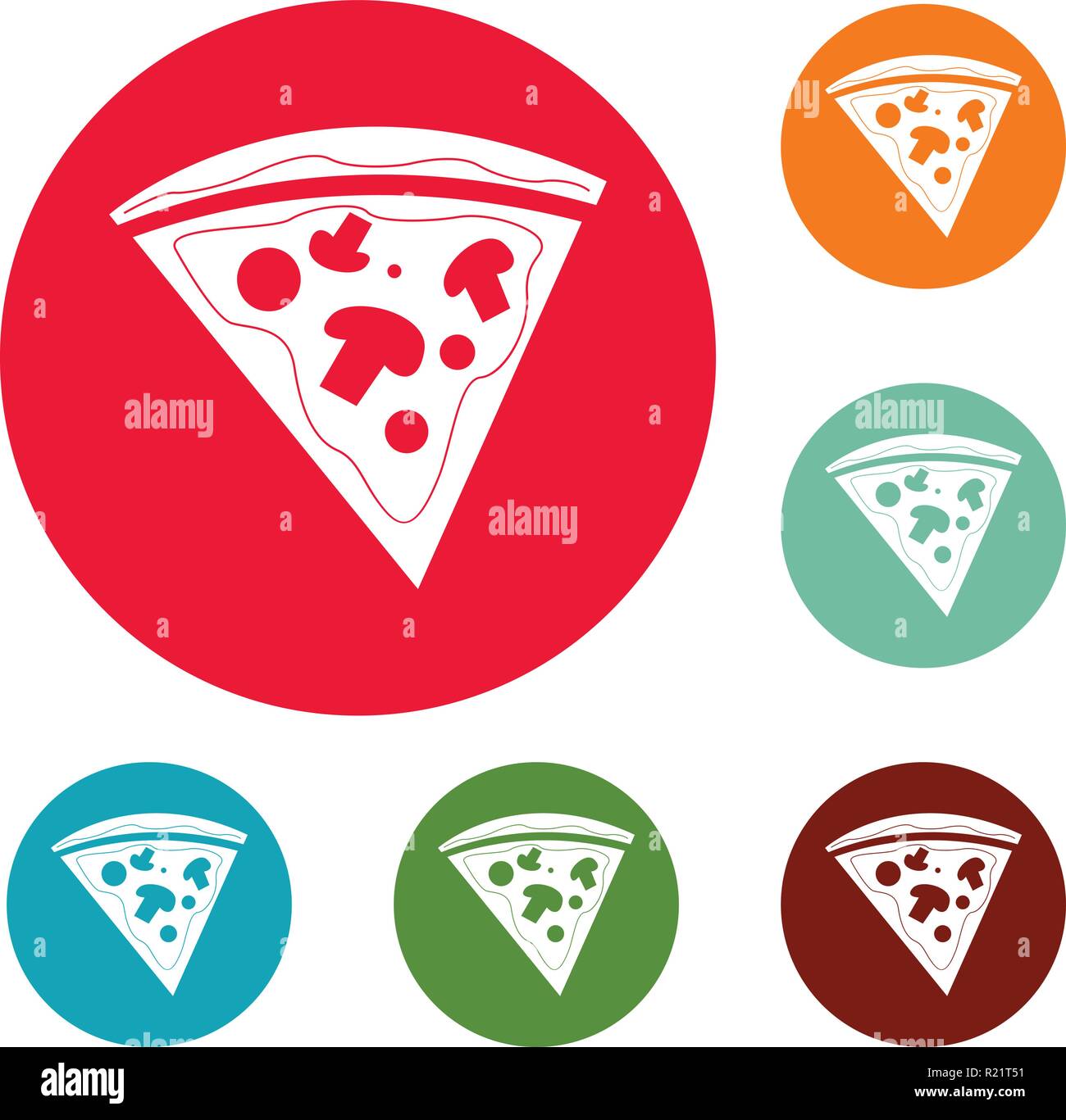 Pizza icons circle set vector isolated on white background Stock Vector ...