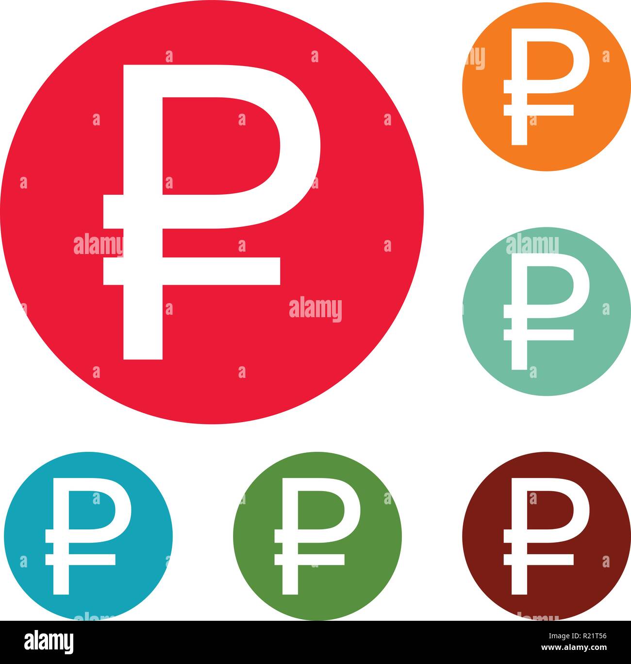 Ruble symbol icons circle set vector isolated on white background Stock ...
