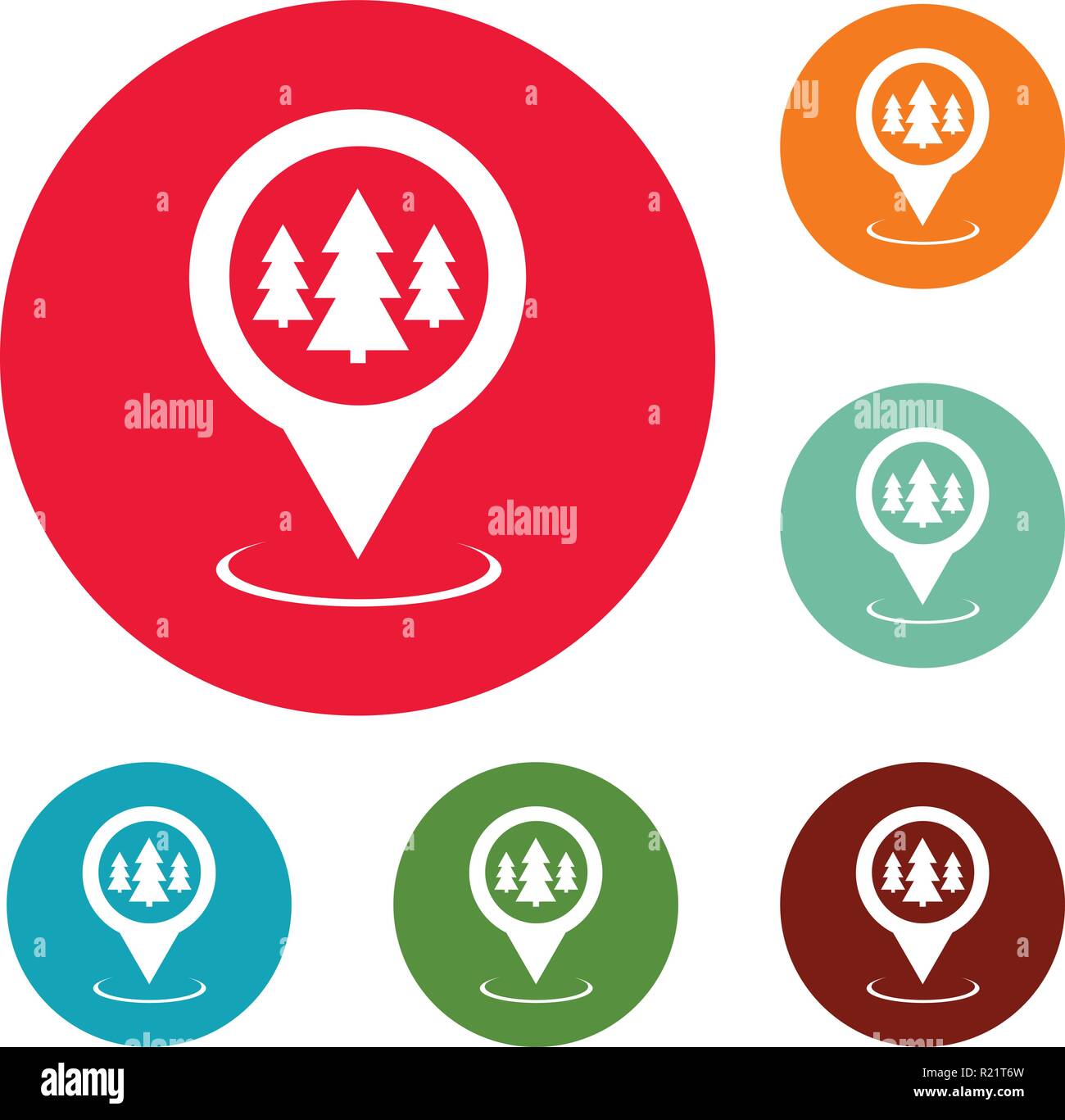 Forest map pointer icons circle set vector isolated on white background Stock Vector Image & Art ...