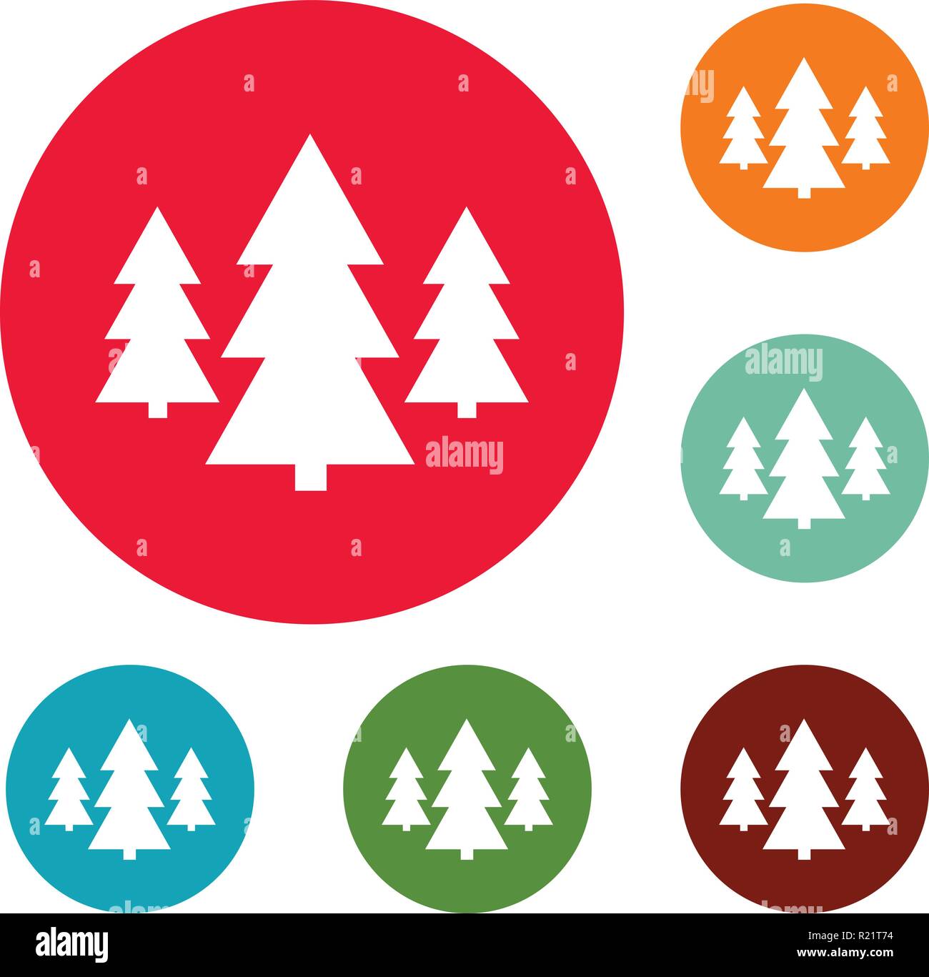 Forest icons circle set vector isolated on white background Stock ...