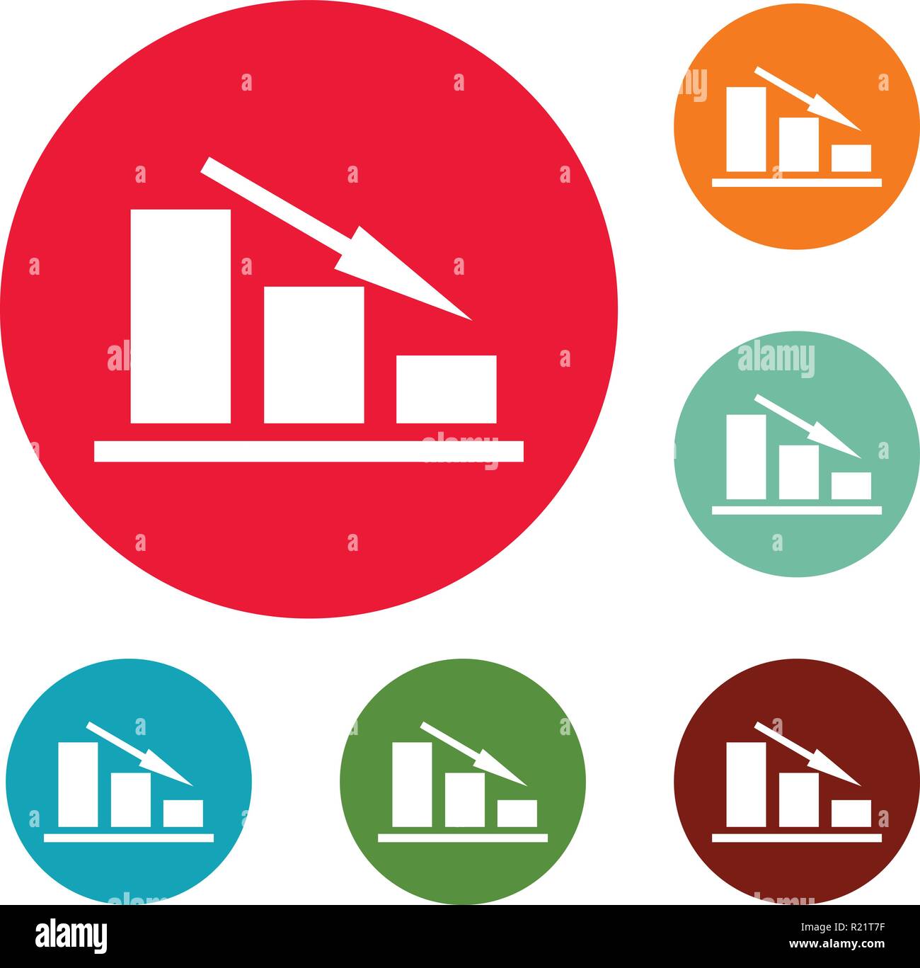 Down chart icons circle set vector isolated on white background Stock Vector Image & Art - Alamy