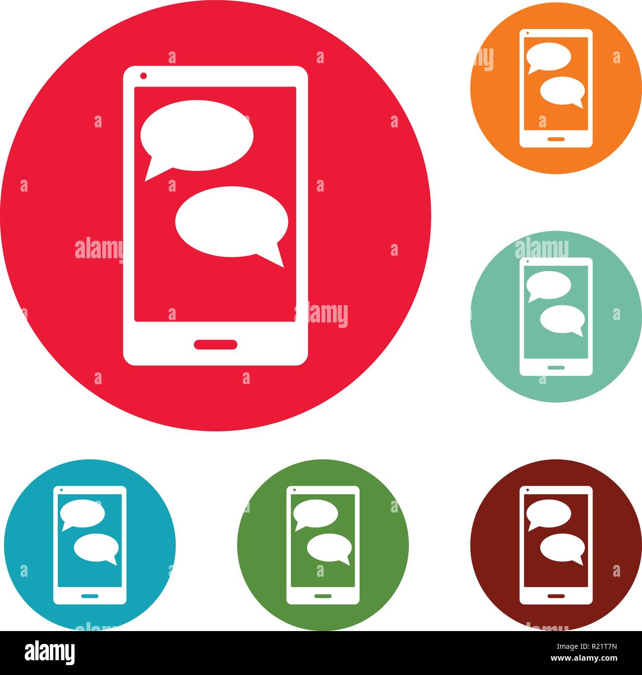 Mobile chat icons circle set vector isolated on white background Stock ...