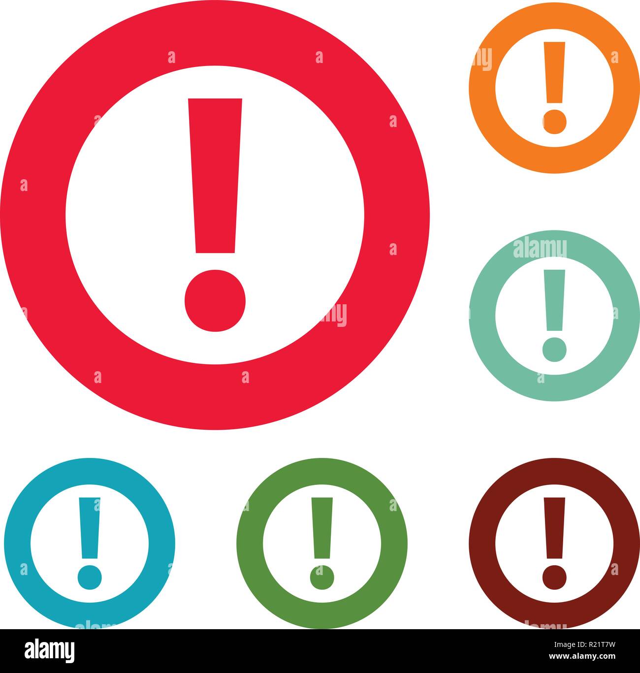 Exclamation point icons circle set vector isolated on white background ...