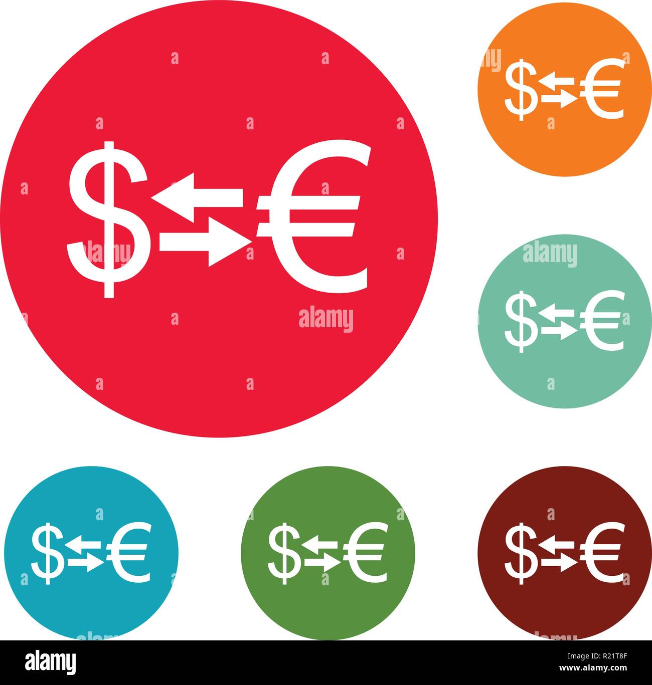 Currency exchange icons circle set vector isolated on white background ...