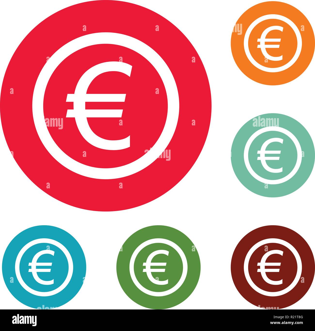 Euro symbol icons circle set vector isolated on white background Stock ...