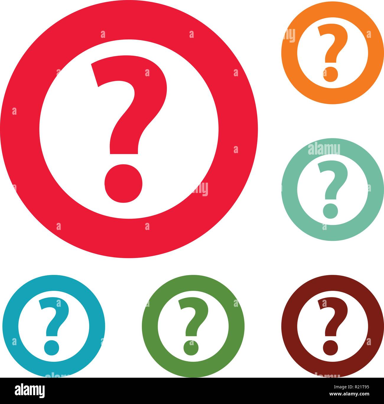 Question mark sign icons circle set vector isolated on white background ...