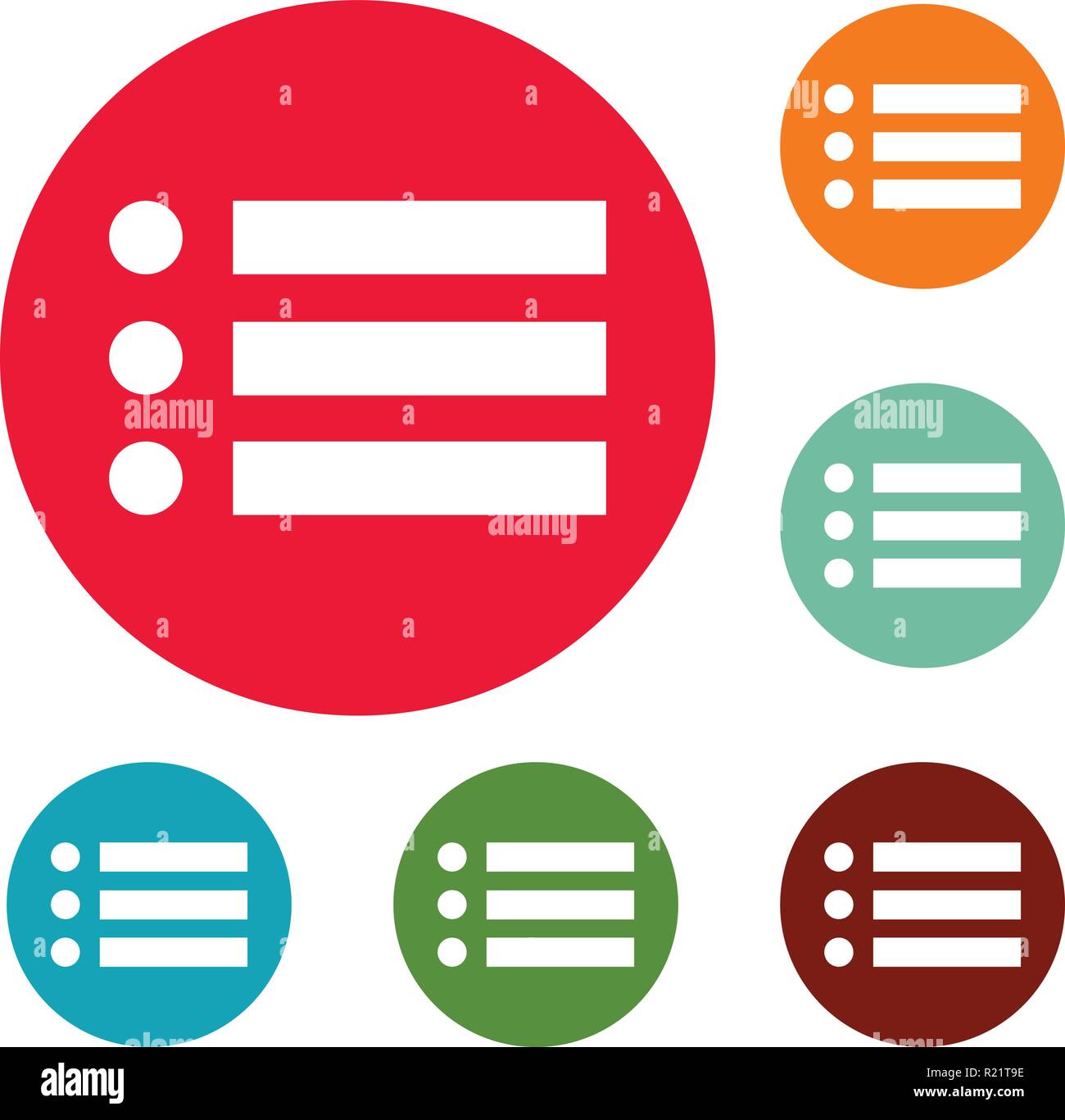 List icons circle set vector isolated on white background Stock Vector ...