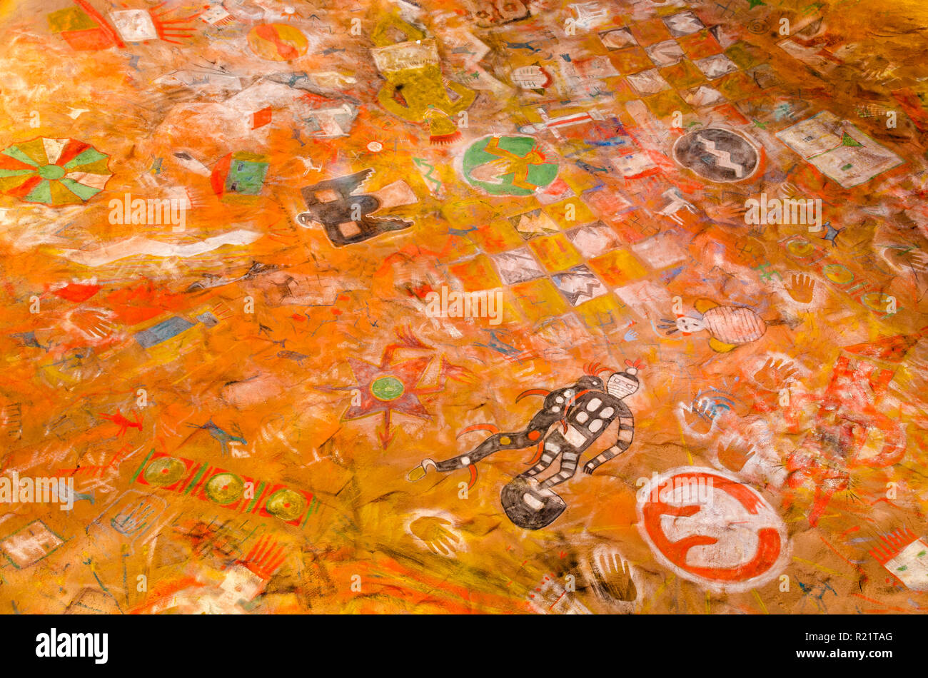 Navajo murals on the ceiling at Desert View Watchtower, Grand Canyon ...