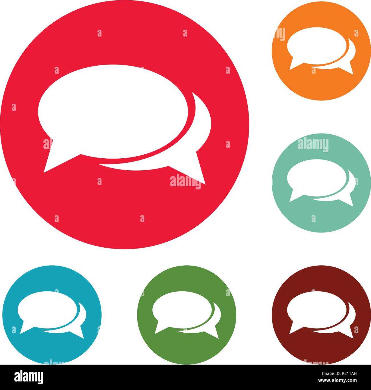 Speech bubbles icons circle set vector isolated on white background ...