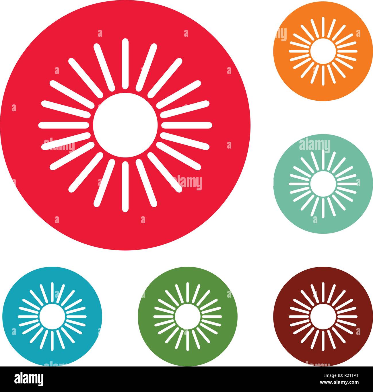 Sun icons circle set vector isolated on white background Stock Vector ...