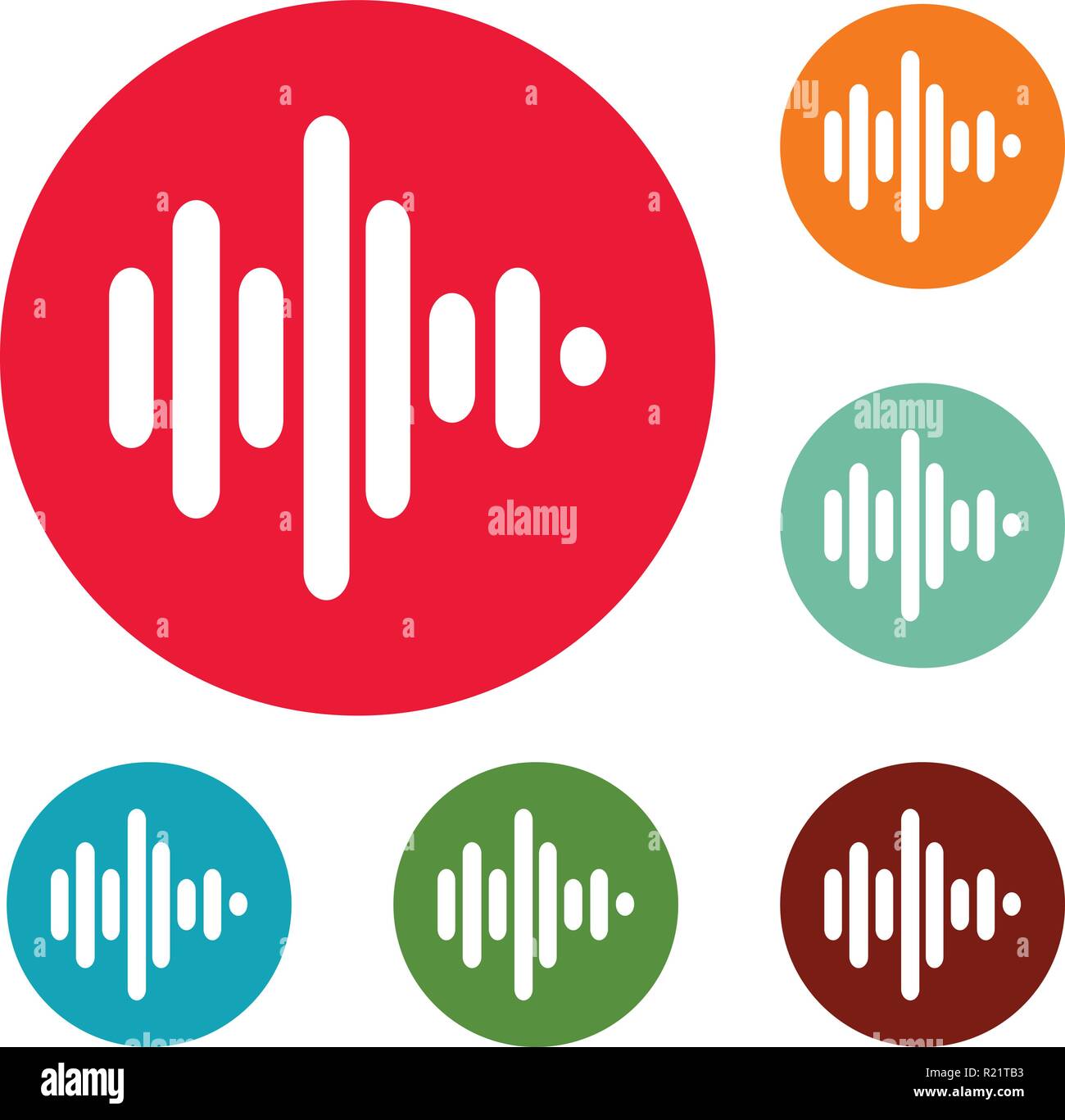 Sound wave icons circle set vector isolated on white background Stock ...
