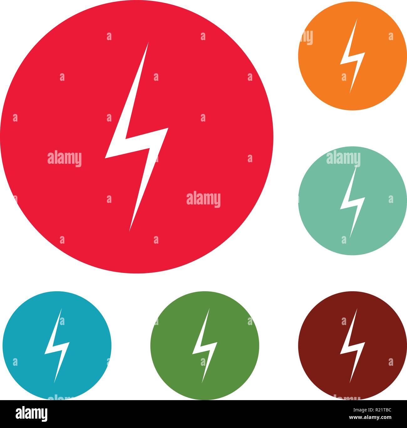 Lightning icons circle set vector isolated on white background Stock ...