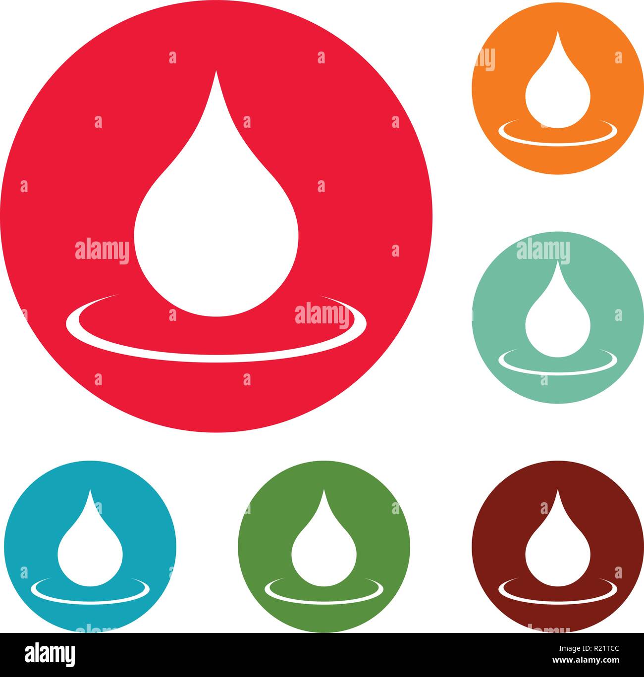 Water drop icons circle set vector isolated on white background Stock ...