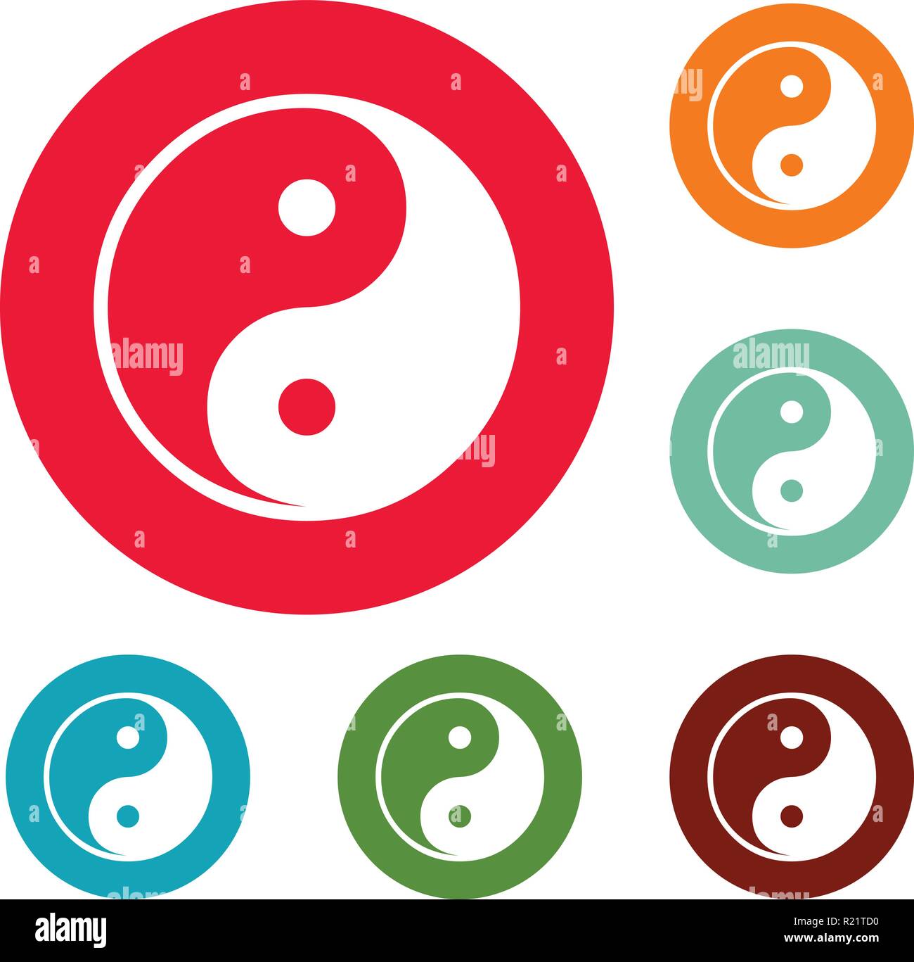 Ying yang symbol of harmony and balance icons circle set vector ...
