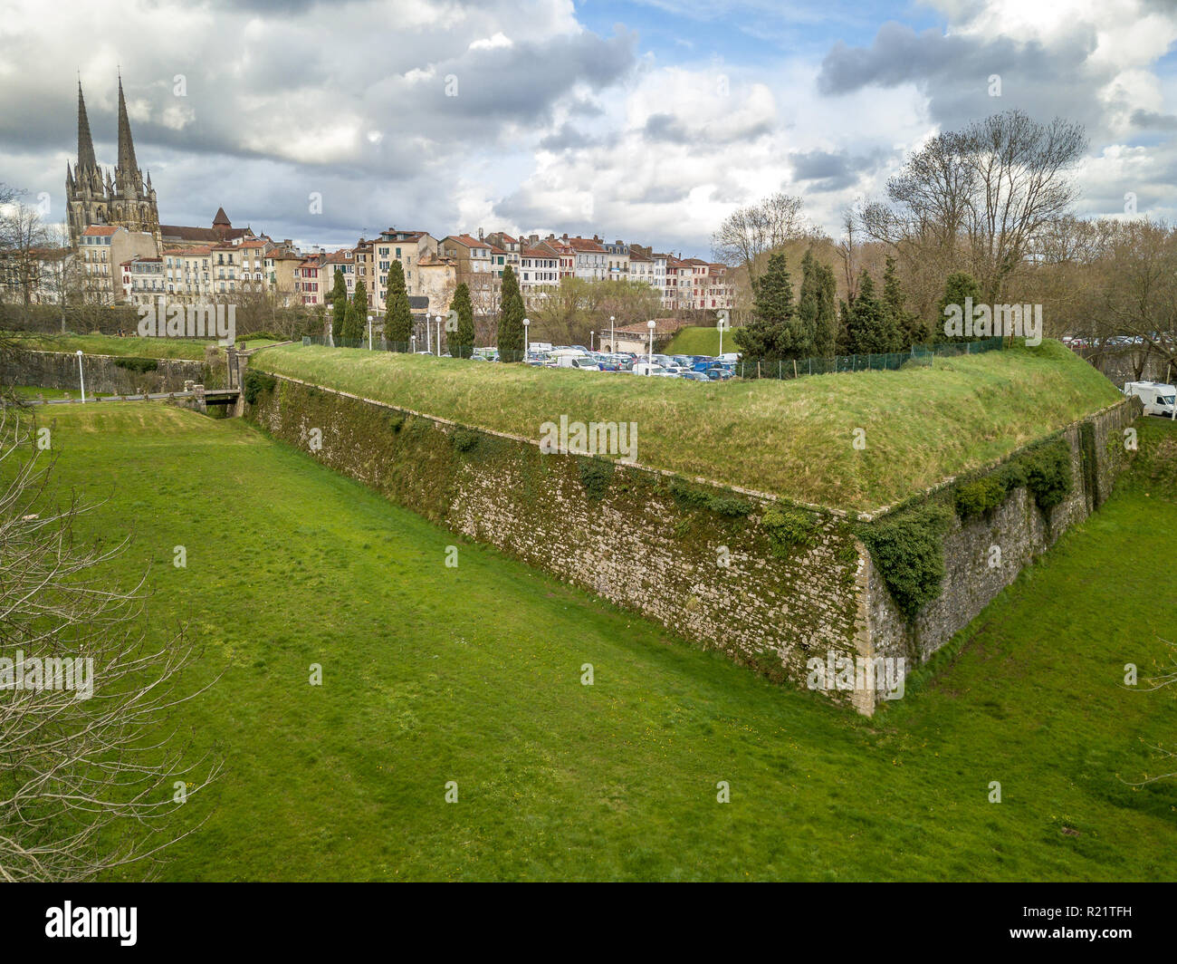 Aerial panorama of Bayonne France in Basque Country with a Gothic ...
