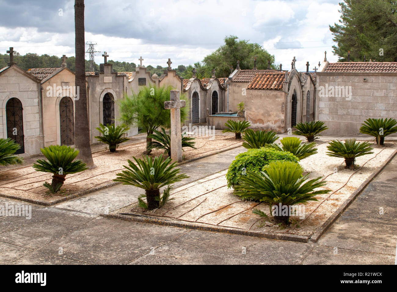 Cemetery Pina on Mallorca under blue sky in the summertime Stock Photo ...