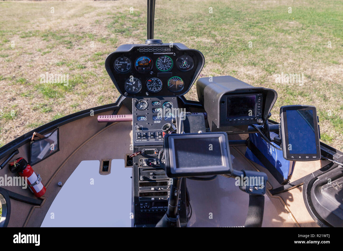 helicopter cockpit on ground, close up Stock Photo - Alamy