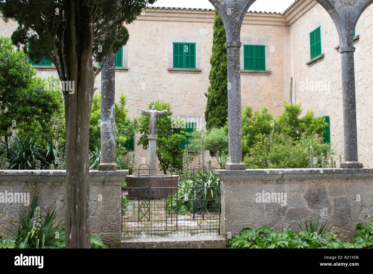 Mediterranean atrium with plant in monastery in Spain Stock Photo - Alamy
