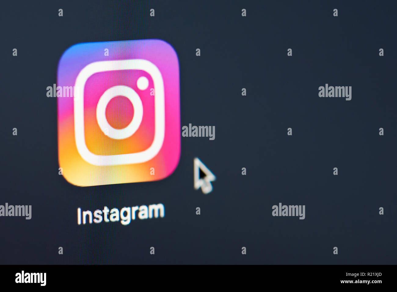 New york, USA - november 15, 2018:Instagram icon on device screen ...