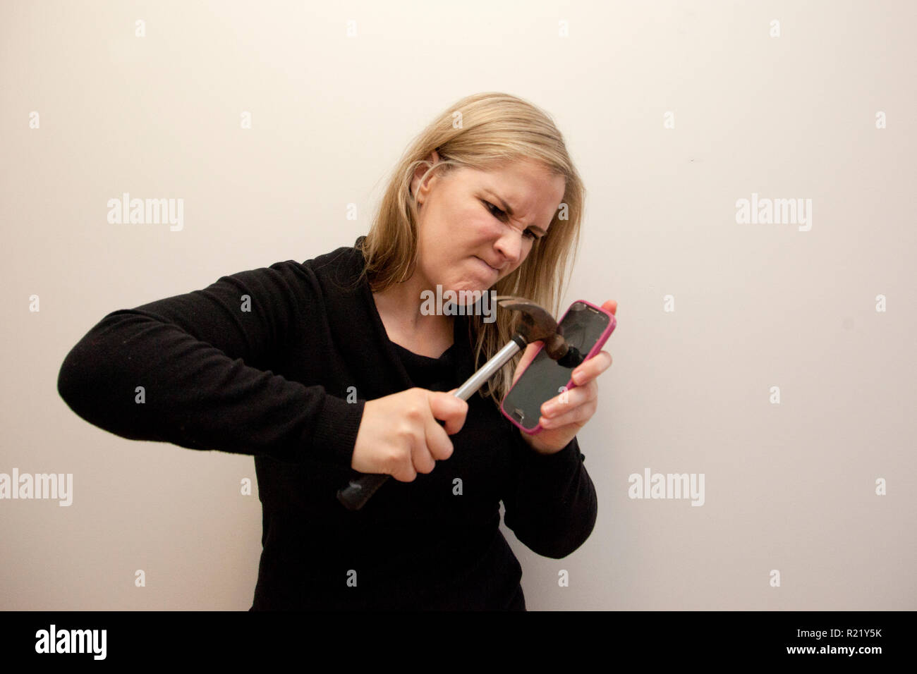 Telephone girl tension hi-res stock photography and images - Alamy