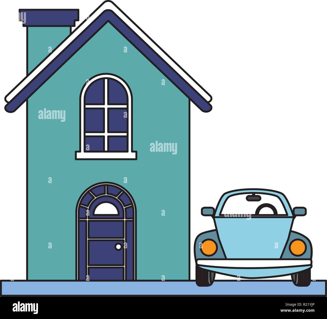 house and car on white background vector illustration Stock Vector ...