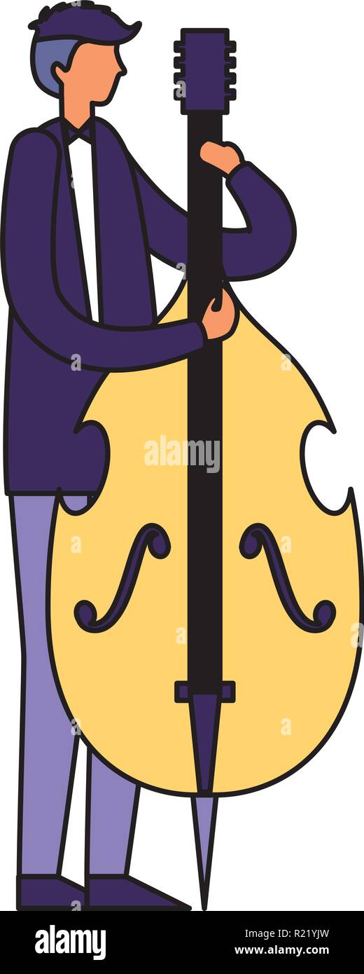 musician man playing cello instrument vector illustration Stock Vector ...